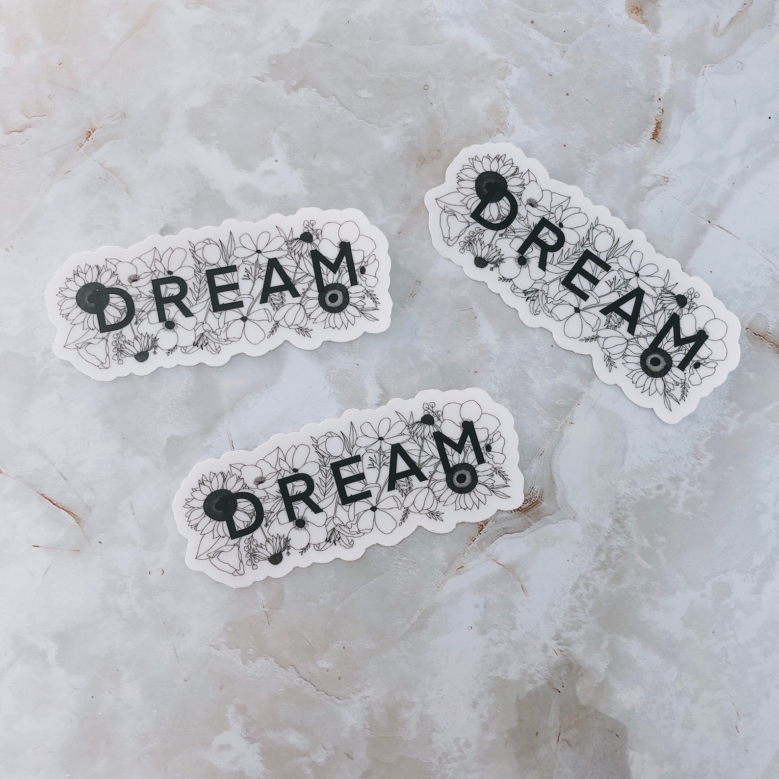DREAM Clear Sticker with Modern Florals | Etsy