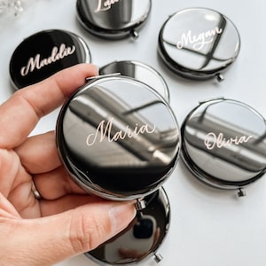 Hand Engraved Compact Mirror | Personalized Gift for Bridal Party ...