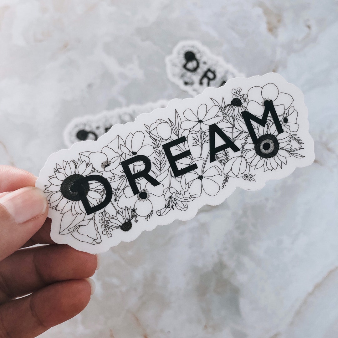 DREAM Clear Sticker With Modern Florals - Etsy