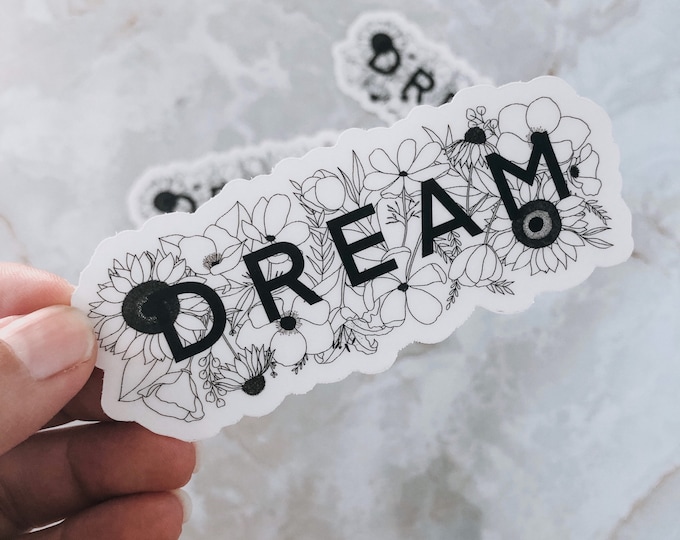 DREAM Clear Sticker With Modern Florals - Etsy