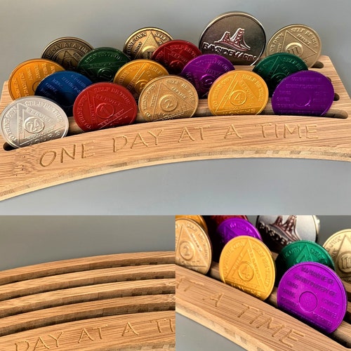 AA Coin Holder Display One Day at a Time Gift for Recovering - Etsy