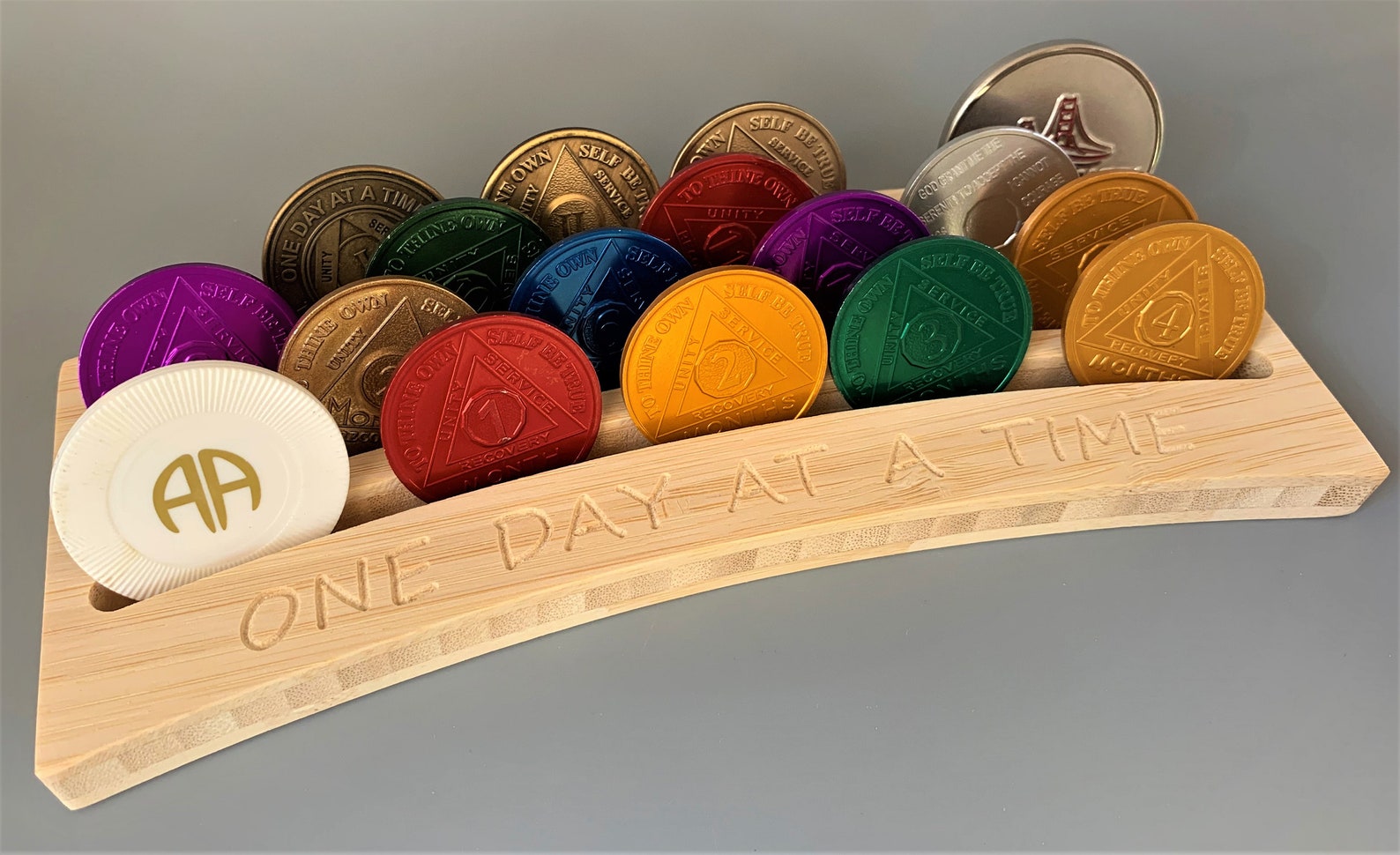 AA Coin Holder Display One Day at a Time Gift for Recovering - Etsy