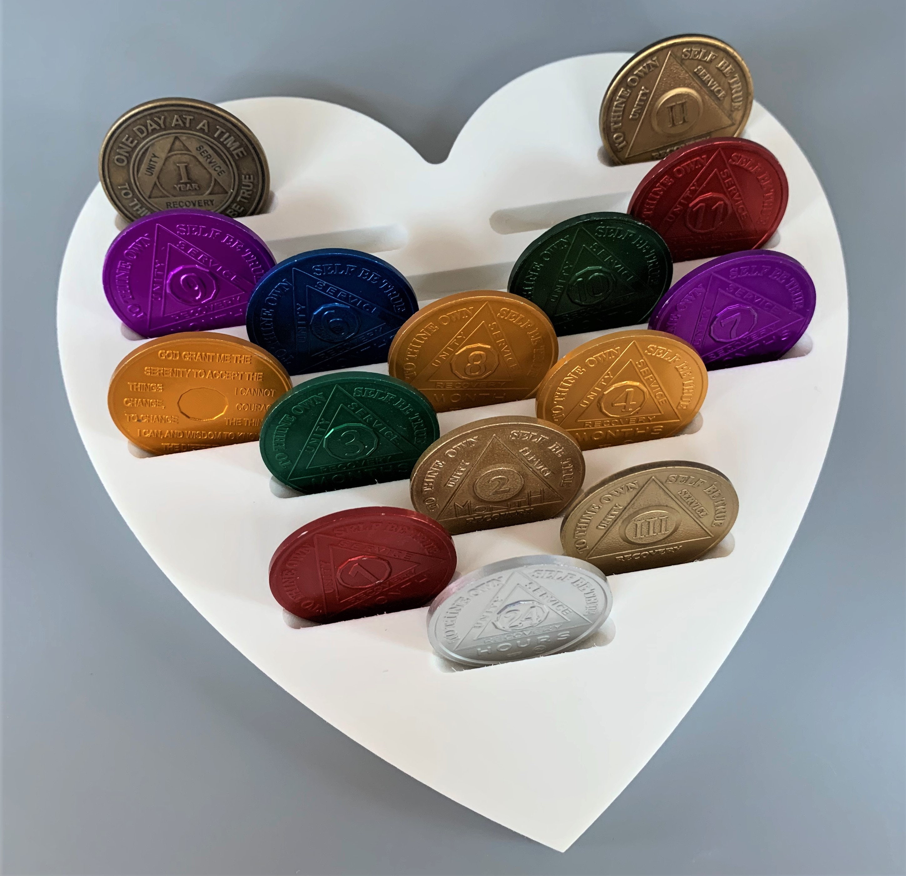 Heart Shaped AA Medallion Holder, Sobriety Gift - Etsy