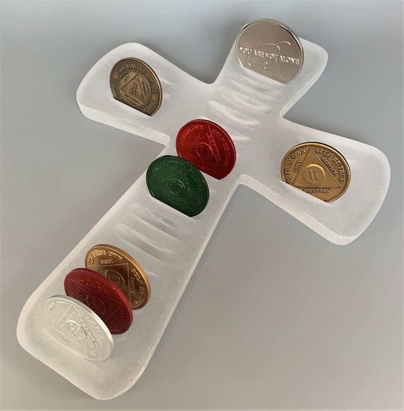 Curved Religious Cross AA Chip Holder Sobriety Gift for Men | Etsy