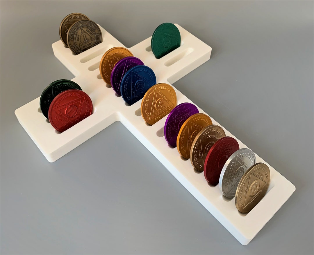 Straight Religious Cross AA Chip Holder, Gift for Sponsor, Sobriety ...