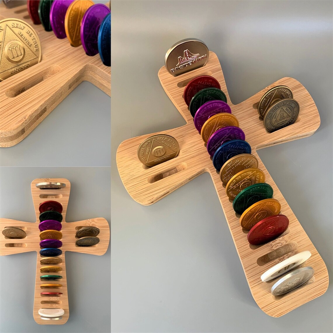 Bamboo Religious Cross AA Chip Holder, Sobriety Gift - Etsy