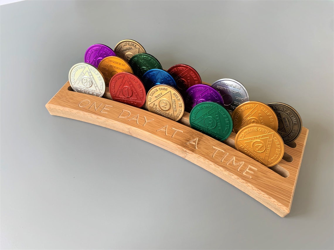 AA Coin Holder Display One Day at a Time Gift for Recovering | Etsy