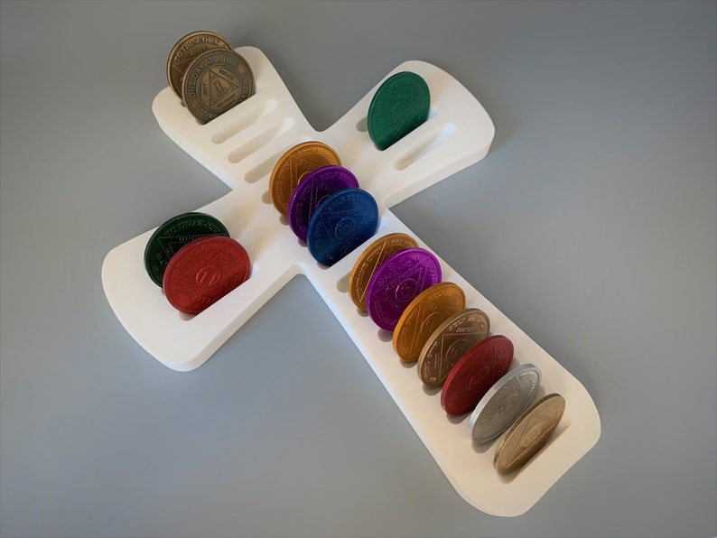 Curved Religious Cross AA Chip Holder Sobriety Gift for Men | Etsy