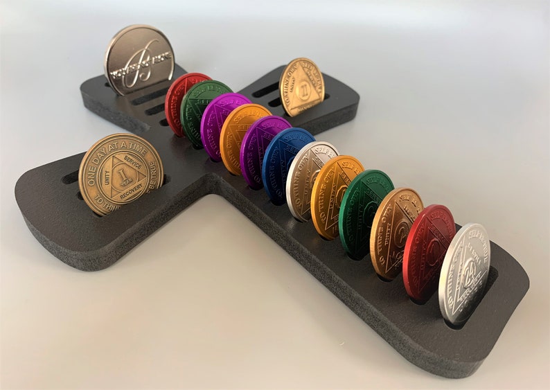 Curved Religious Cross AA Chip Holder Sobriety Gift for Men | Etsy