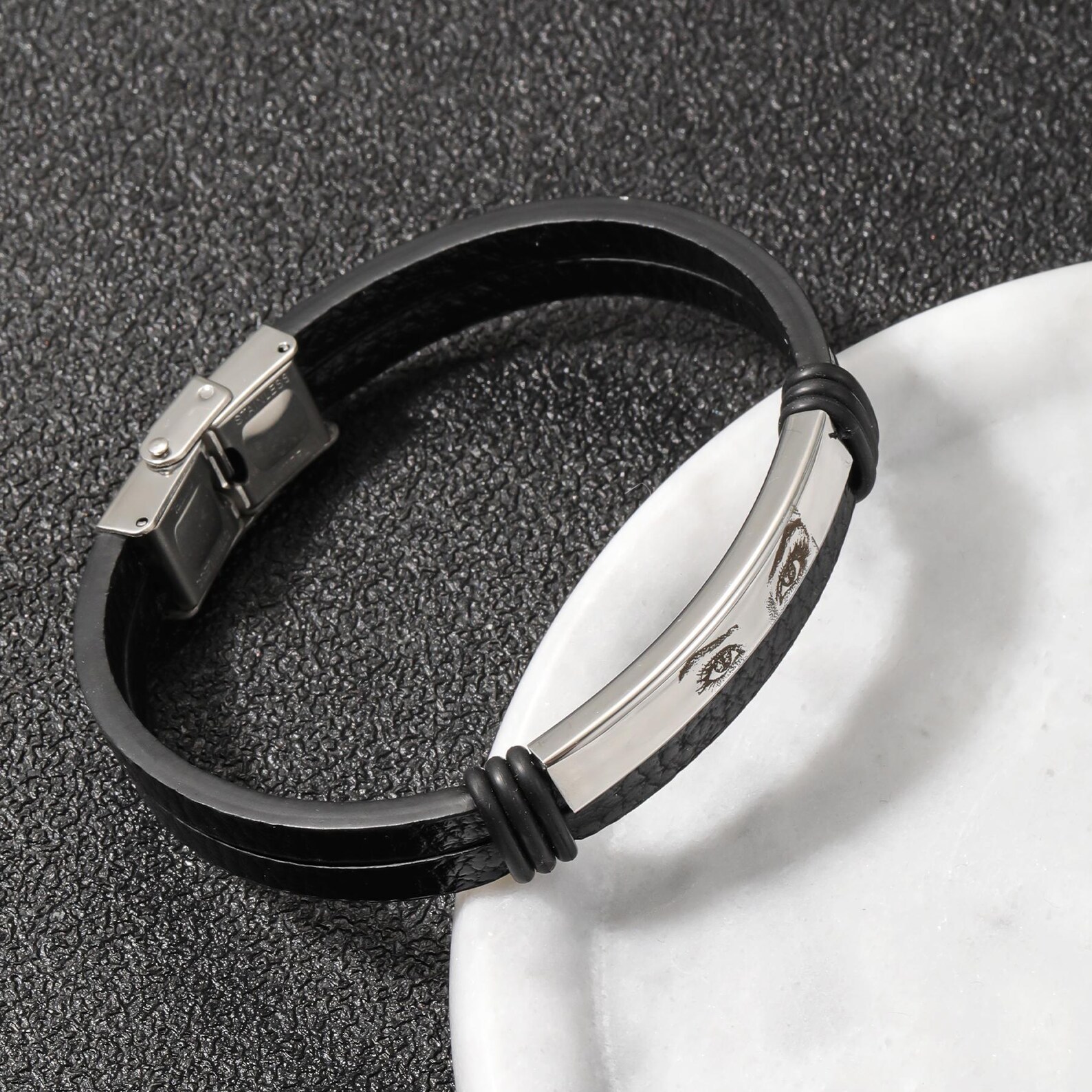Engraved Eyes Bracelet,personalized Human Eye Bracelet With Leather ...