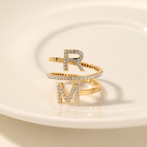 Custom Initial Ring for Women,personalized Two Letters Ring for Girl ...