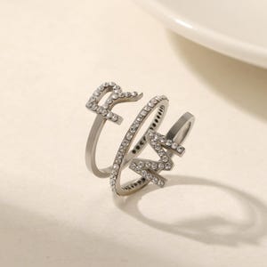 Custom Initial Ring for Women,personalized Two Letters Ring for Girl ...