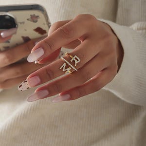 Custom Initial Ring for Women,personalized Two Letters Ring for Girl ...