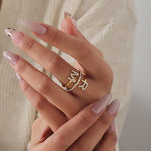 Custom Initial Ring for Women,personalized Two Letters Ring for Girl ...