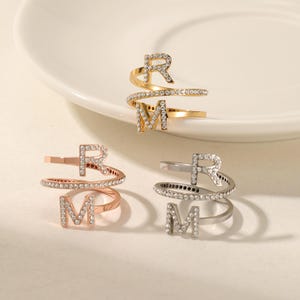Custom Initial Ring for Women,personalized Two Letters Ring for Girl ...