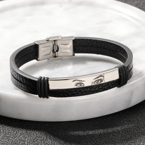 Engraved Eyes Bracelet,personalized Human Eye Bracelet With Leather ...