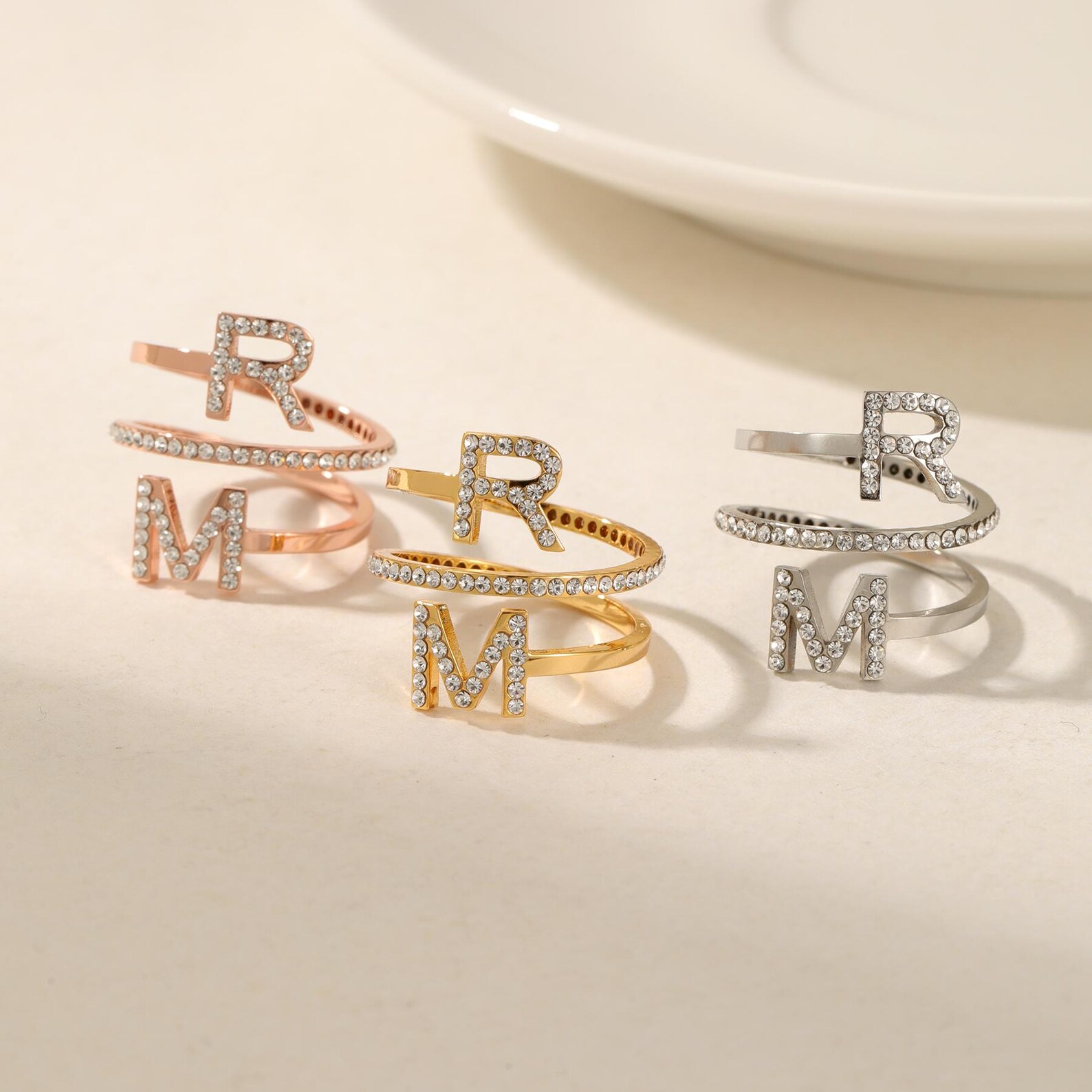 Custom Initial Ring for Women,personalized Two Letters Ring for Girl ...