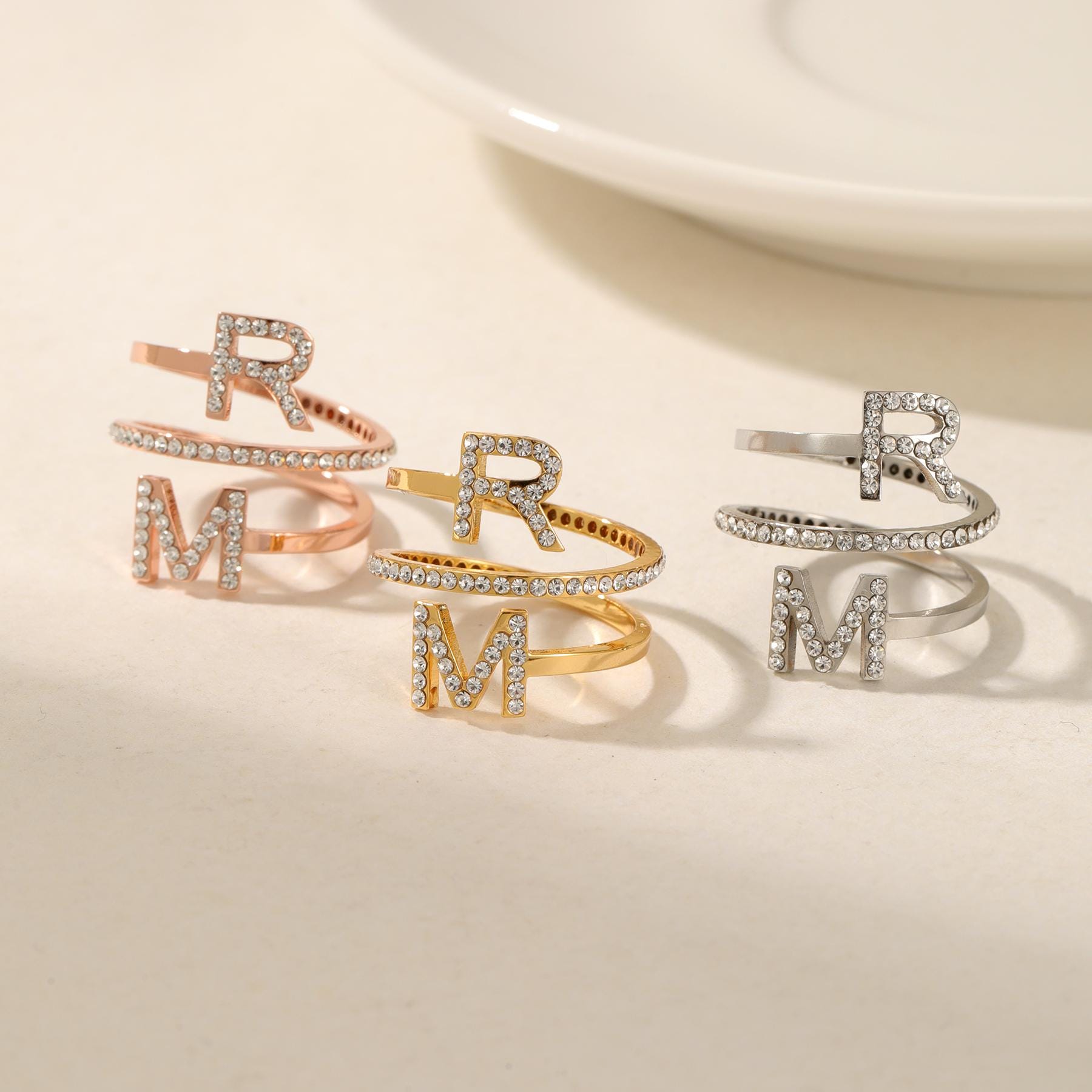 Custom Initial Ring for Women,personalized Two Letters Ring for Girl ...