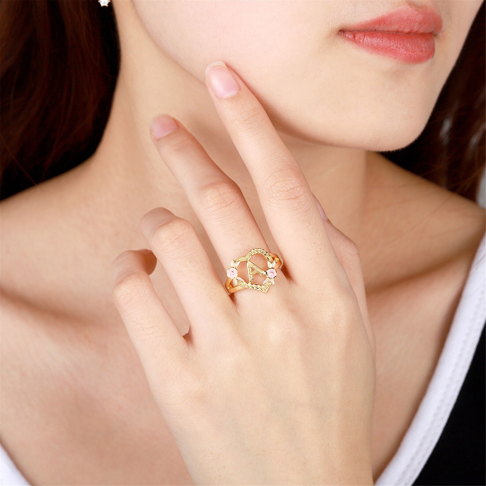 Custom Initial Letter Ring Personalise Gold Adjustable Ring - Etsy