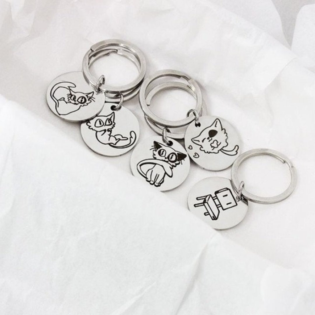 Kid Drawing Keychain,engraved Artwork Charm,personalized Children ...