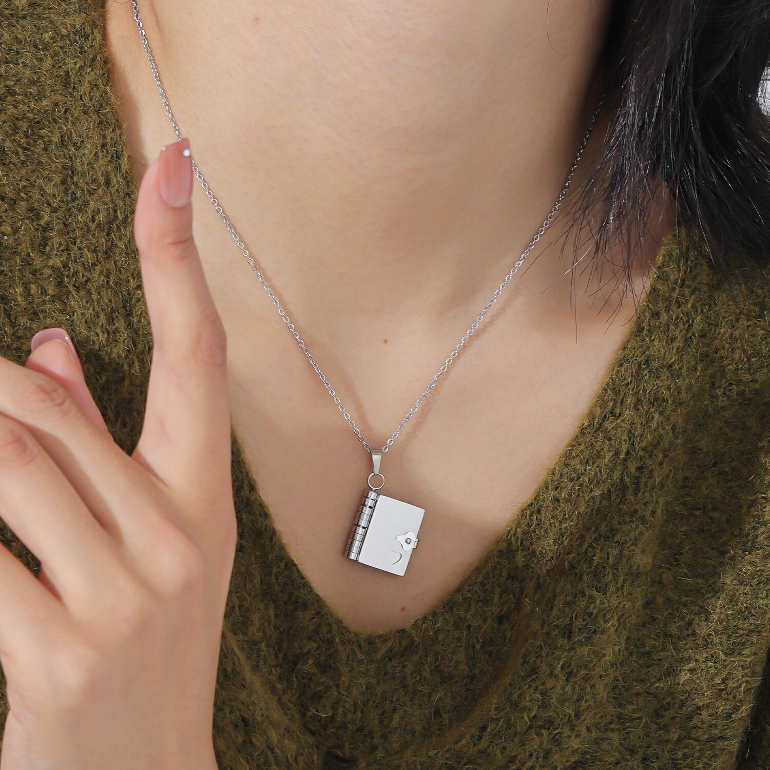 Engraved Book Necklace,custom Text Pendant ,personalized Book Locket ...