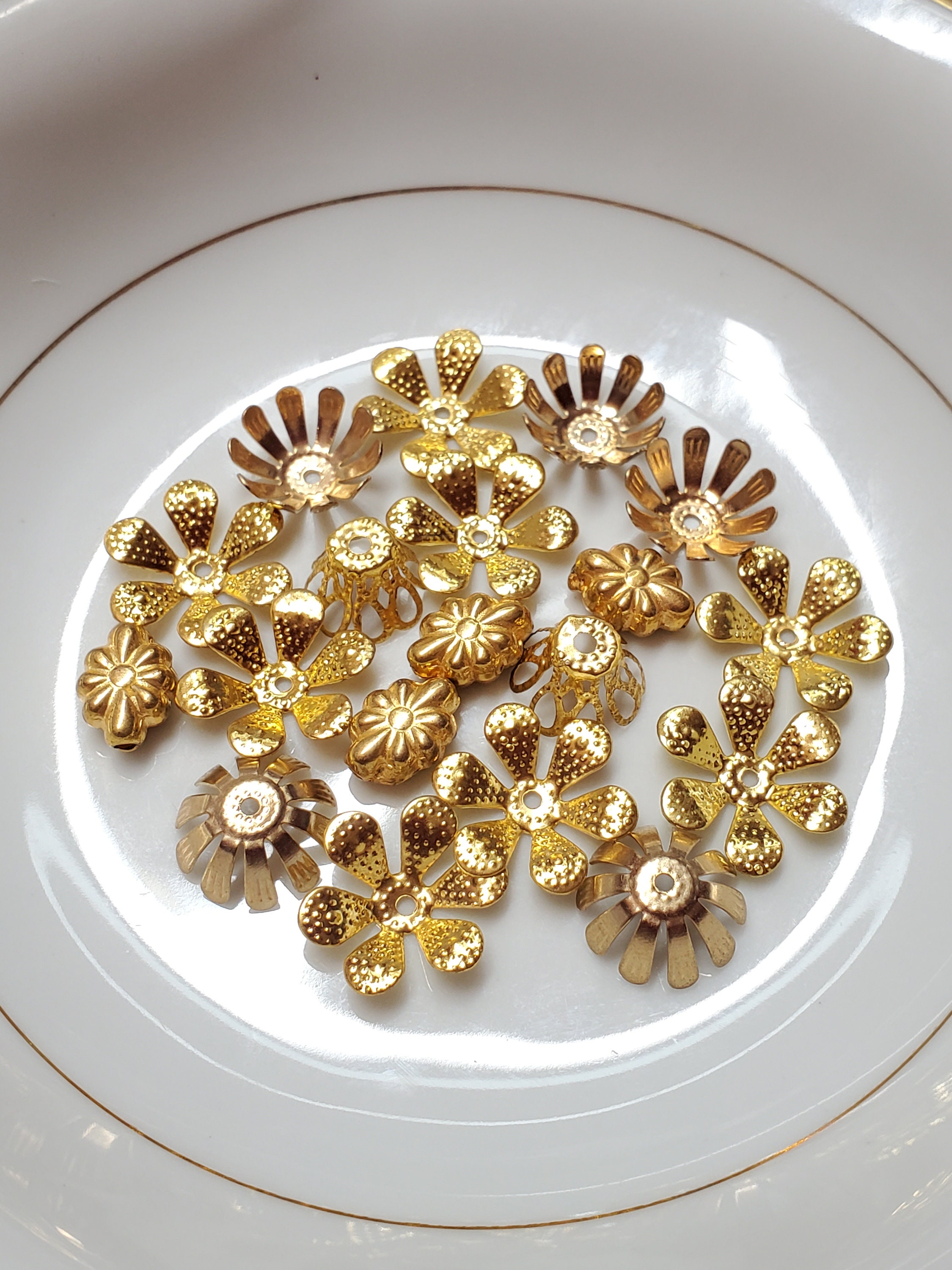 Gold End Caps, Multiple Shapes and Sizes, Set of 15 - Etsy