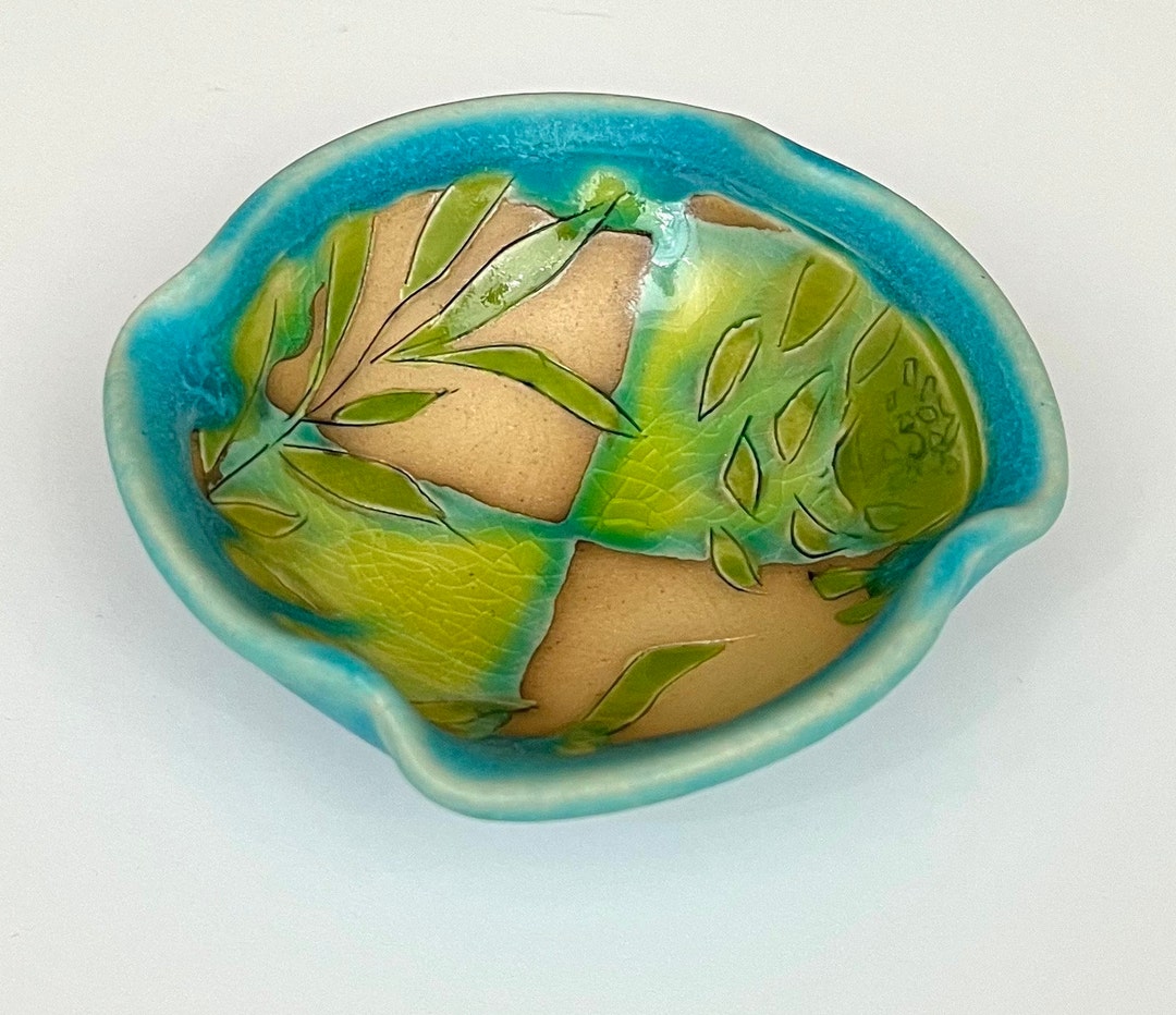 Small Cache Bowl in Turquoise and Chartreuse - Lovely Gift Item! - Etsy