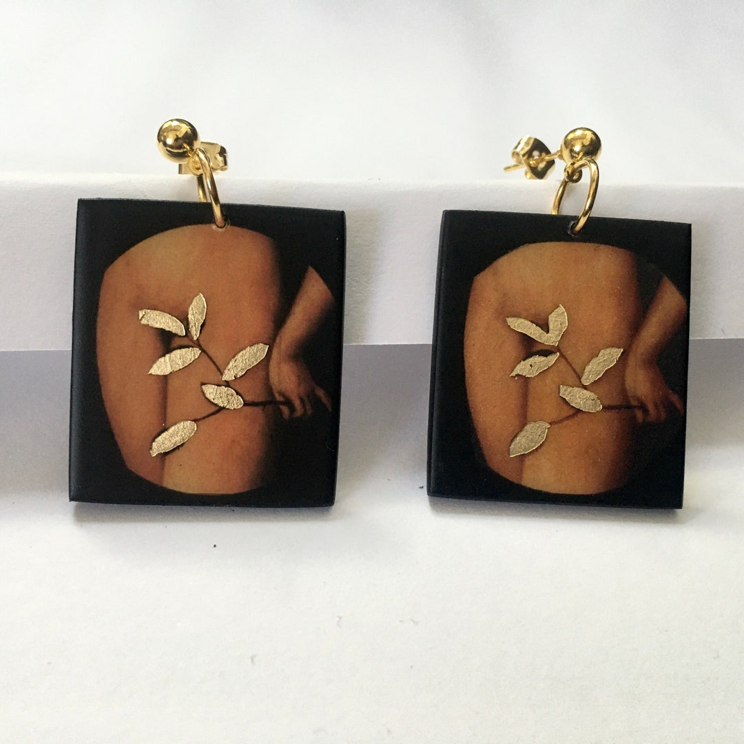 Eve Art Detail Earrings, German Renaissance Painting by Cranach. Gold ...