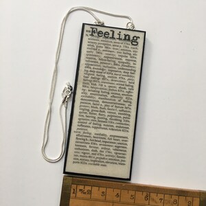 Feeling Word Necklace, Statement Wood Pendant, Thesaurus Sterling ...