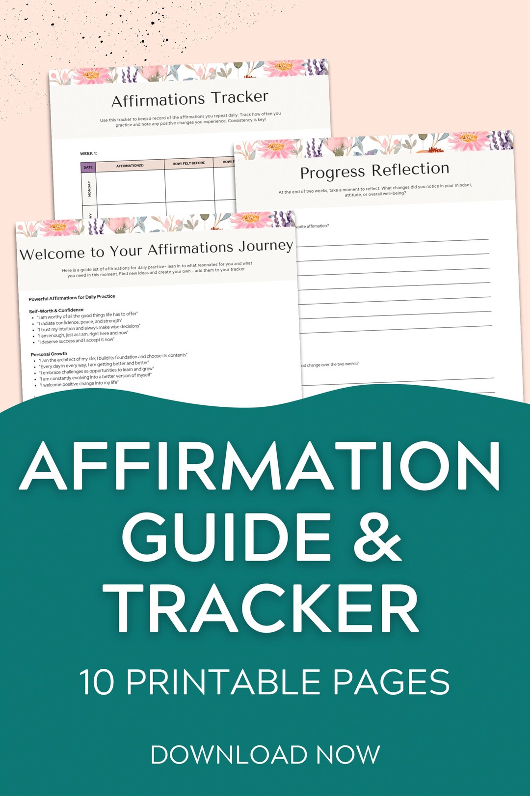 Affirmations Journal PDF, Daily Positive Affirmations Tracker, Self ...