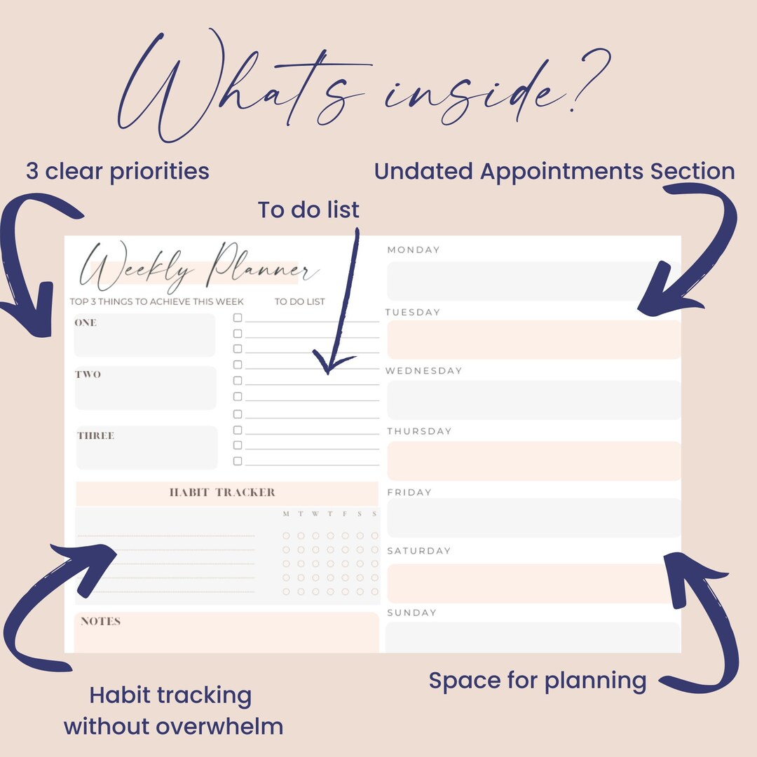 Weekly Planner Notepad – Daily & Weekly Agenda I to Do List Notepads ...