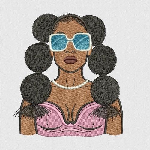 Black Girl Embroidery Design 4 Sizes Instant Download - Etsy