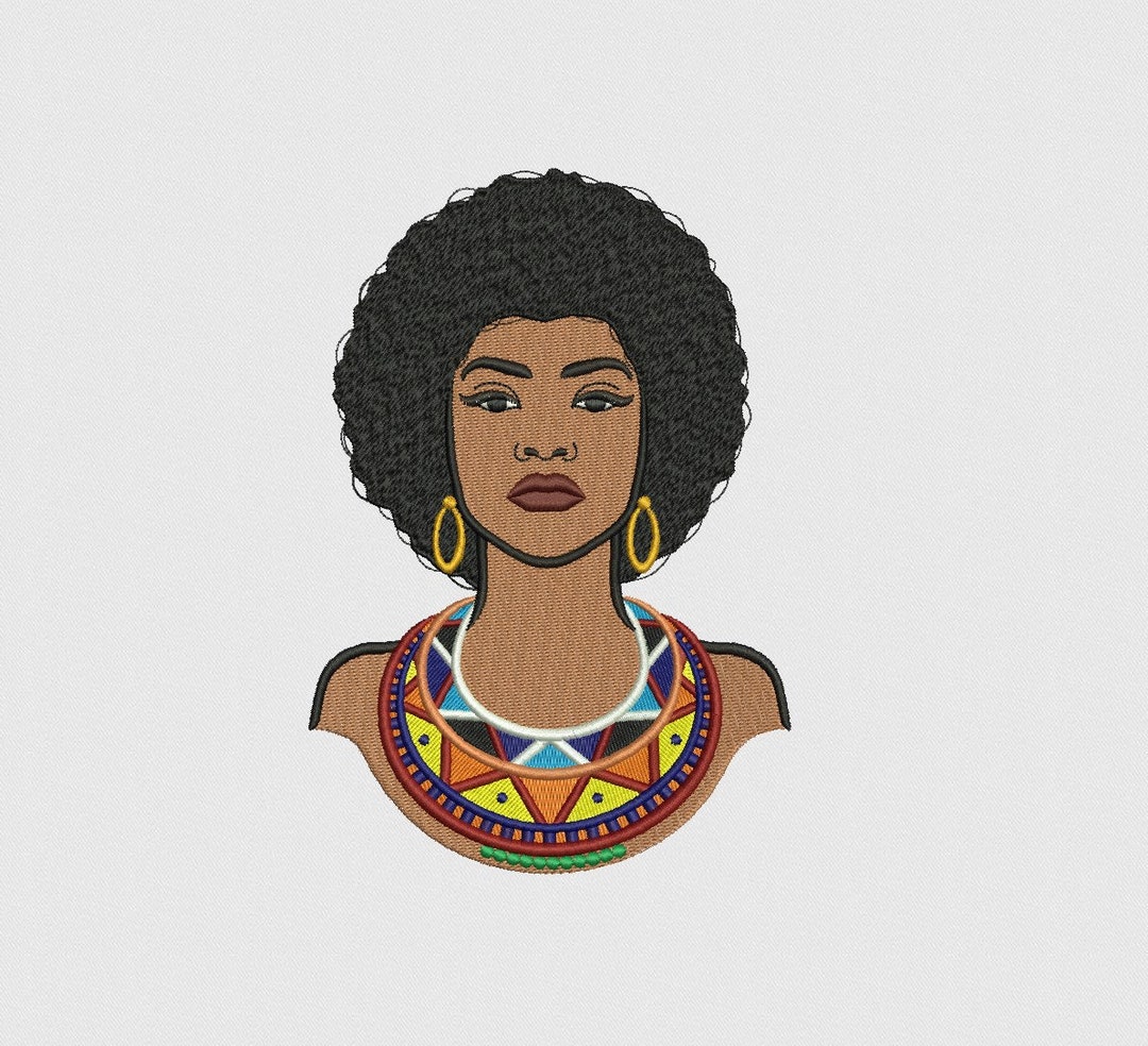 Girl in Necklace, Woman Face, Afro Style, Black Beauty, Machine ...