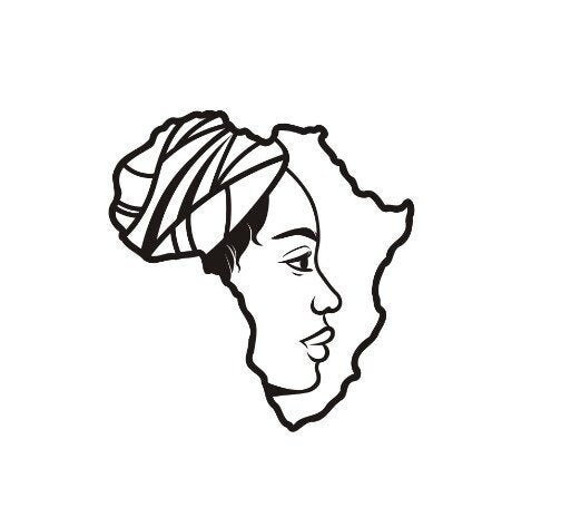 Formats SVG, PNG, PDF Africa Woman Face Map, Beautiful Africa, Map of ...