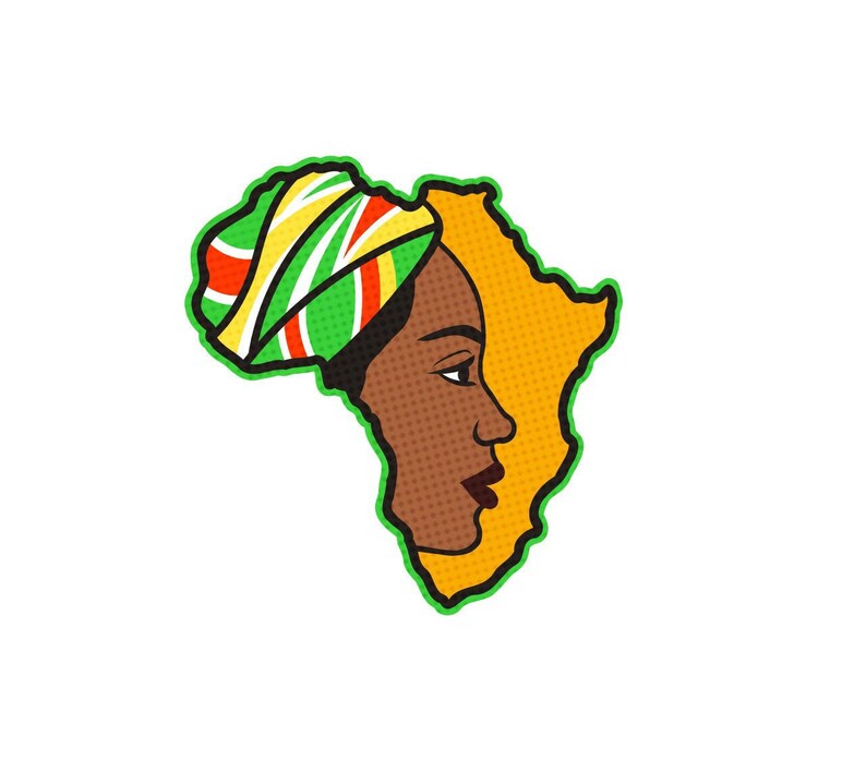 Formats SVG, PNG, PDF Africa Woman Face Map, Beautiful Africa, Map of ...