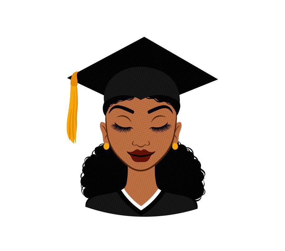 Formats SVG, PNG, PDF Black Woman Graduate, Graduation, Graduate ...