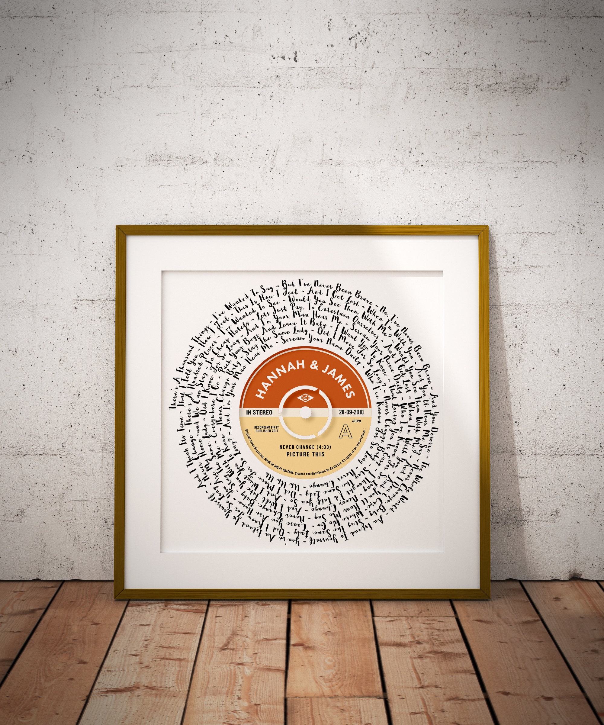Personalised Vinyl Record Print / Vinyl Lyrics Print / Record Lyrics ...