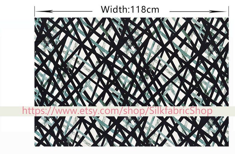 Geometric Patterns Line Print Silk Stretch Satin White Fabric - Etsy