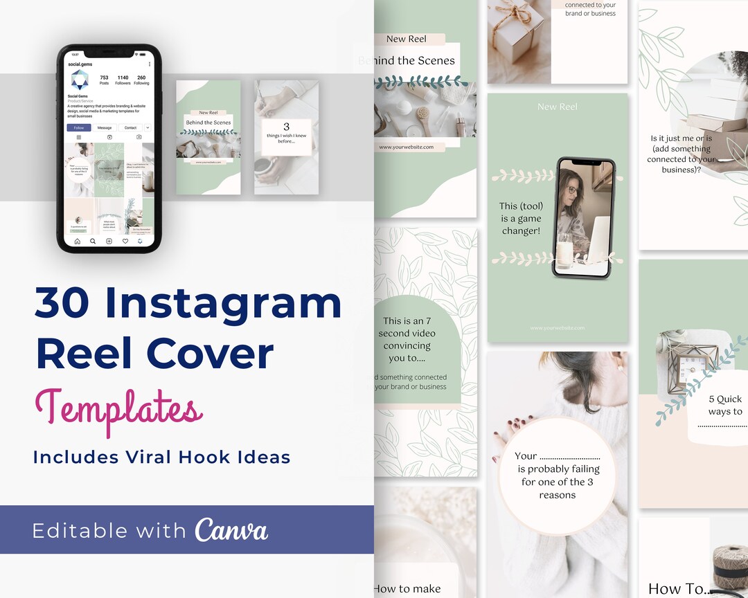 30 Instagram Reel Cover With Viral Hooks Customisable Canva - Etsy