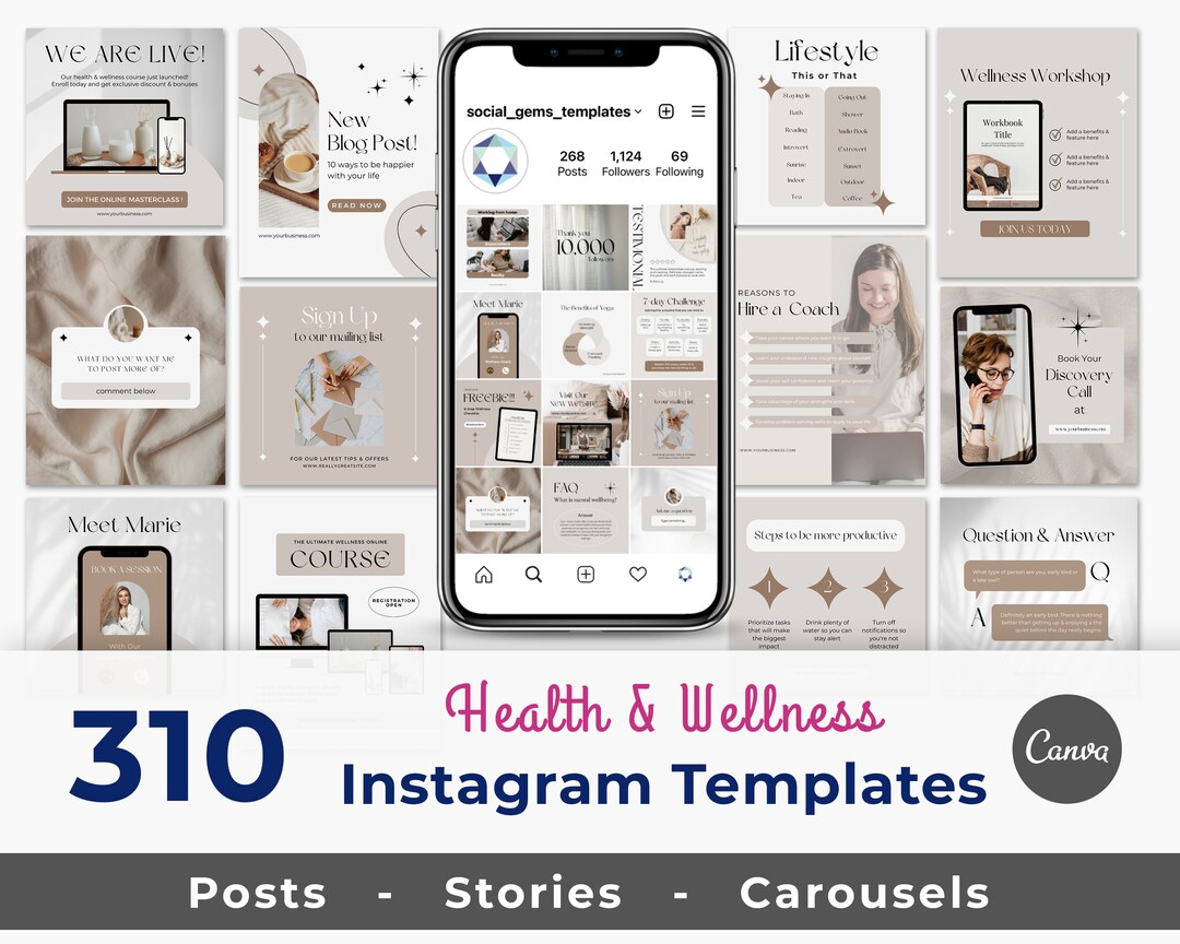 Health and Wellness Instagram Templates, Coaching Instagram Templates ...