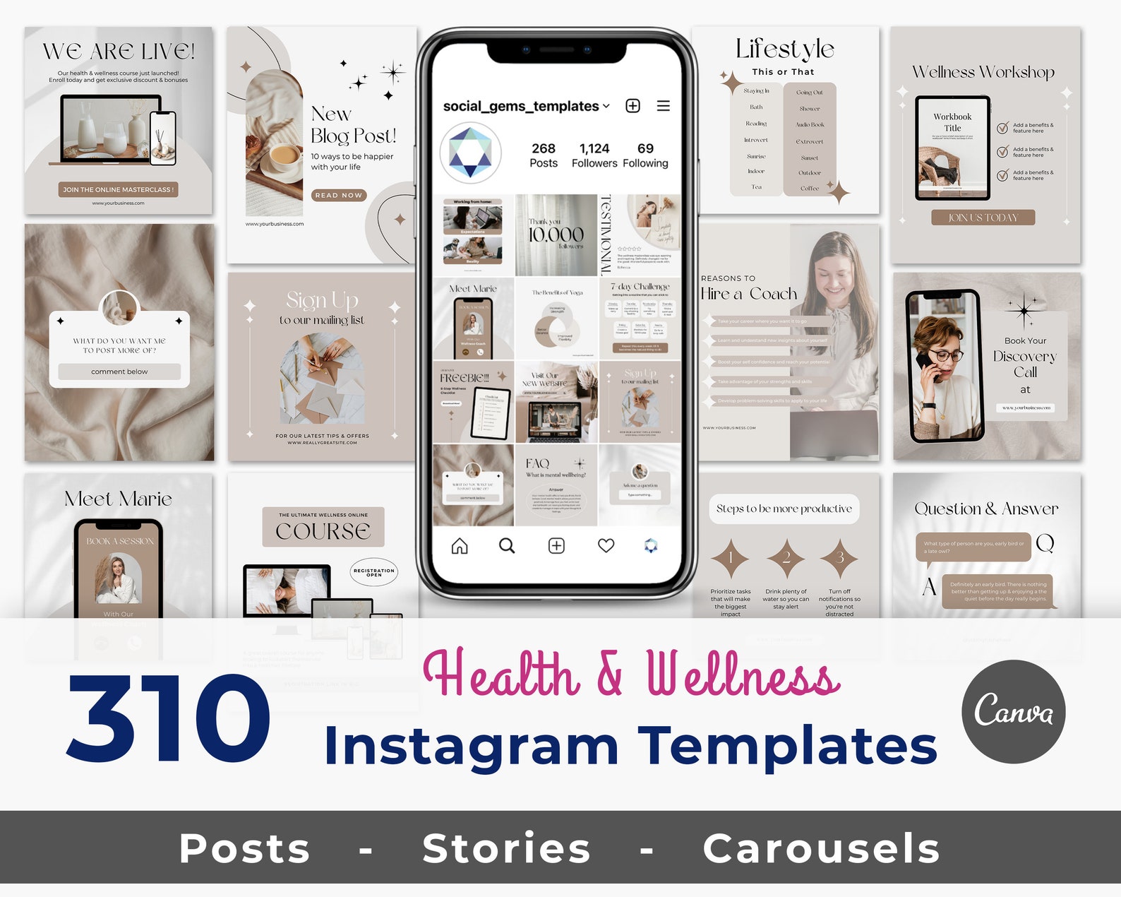 Health and Wellness Instagram Templates Coaching Instagram - Etsy