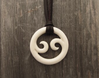 Maori Carved Bone Pendant Necklace,mens Pendant Leather Necklace ...