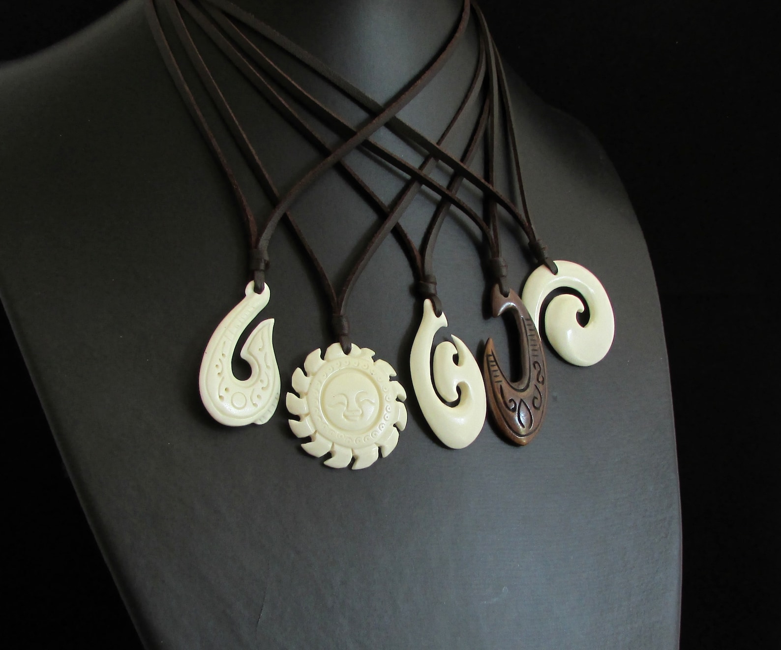 Maori Carved Bone Pendant Necklace Men Woman Pendant Leather | Etsy