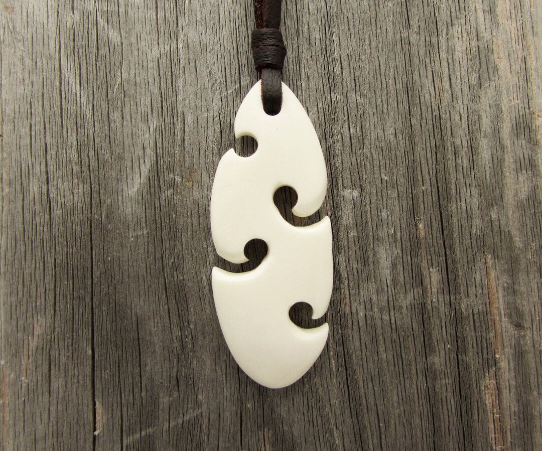Maori Carved Bone Pendant Necklace, Men Woman Pendant Leather Necklace ...