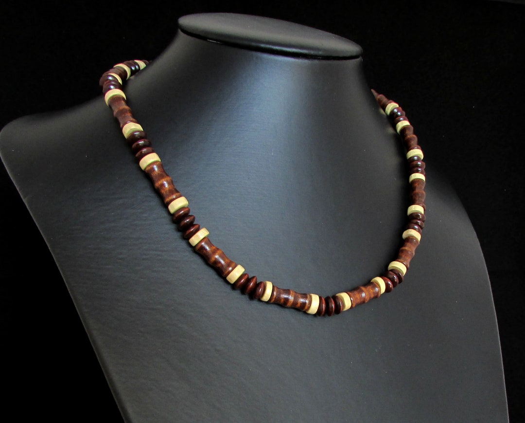 Handmade Wood Choker Necklace, Women Men Wooden Necklace, Wood Bead ...
