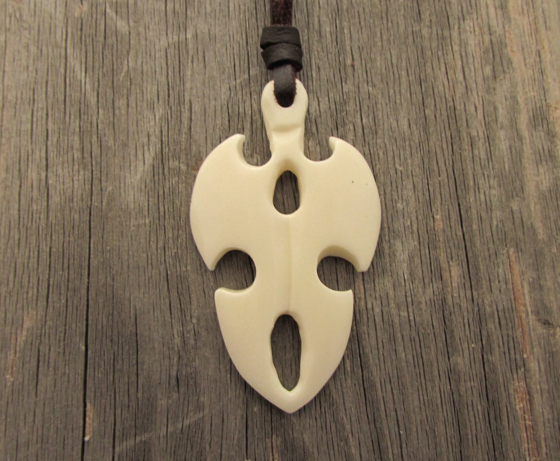 Maori Carved Bone Pendant Necklace Men Woman Pendant Leather - Etsy