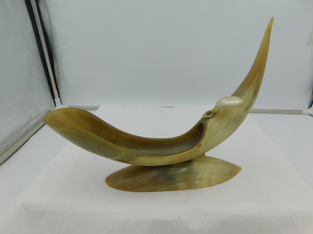 Horn Carved Into a Stand With Bone Base - Etsy
