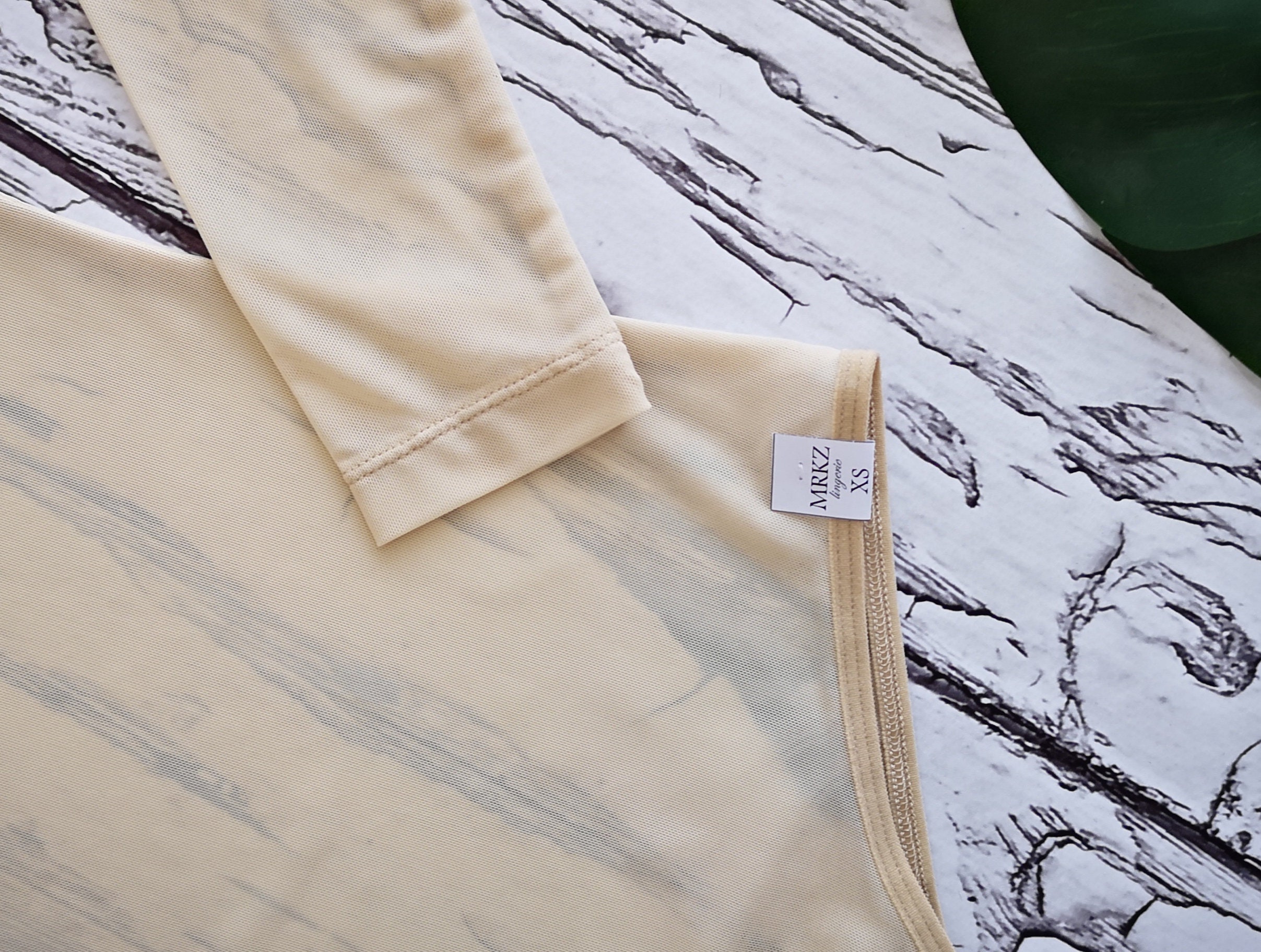 Mesh Long Sleeve, Beige Mesh Bodysuit, Long Sleeves, Beige Stretchy ...