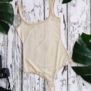 Mesh Long Sleeve, Beige Mesh Bodysuit, Long Sleeves, Beige Stretchy ...