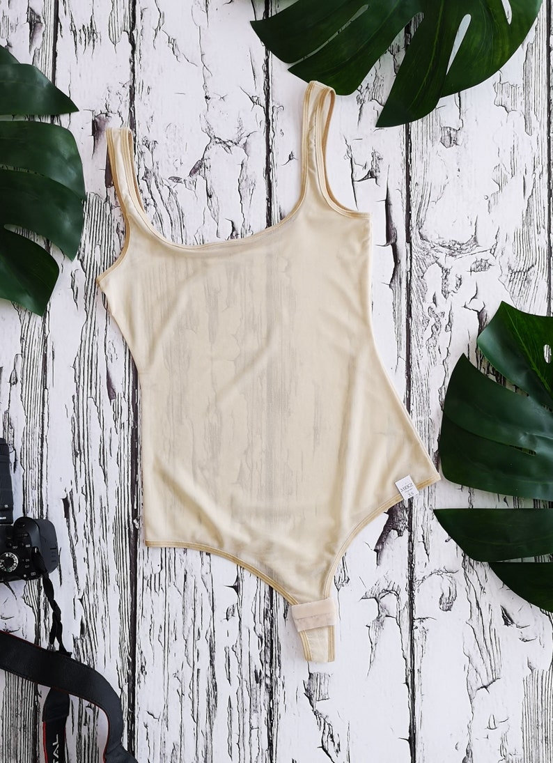 Mesh Long Sleeve Beige Mesh Bodysuit Long Sleeves Beige - Etsy